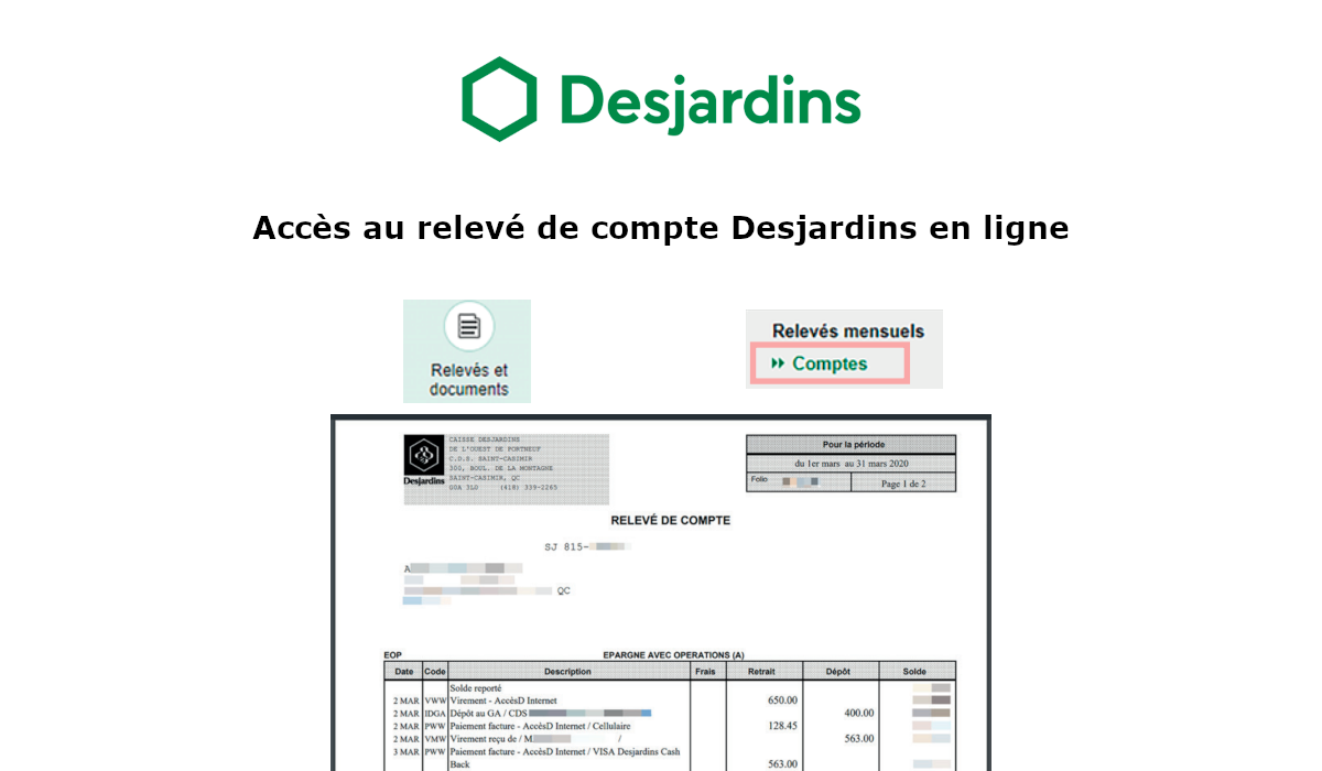 Relev De Compte Desjardins En Ligne Consultation Impression Relev De Compte Desjardins En Ligne Consultation Impression
